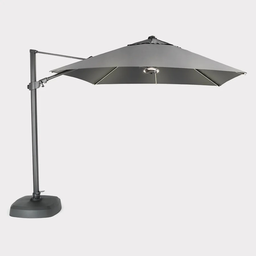 Kettler 3.0M Square Free Arm Slate Canopy With Led Lights And Wireless ...